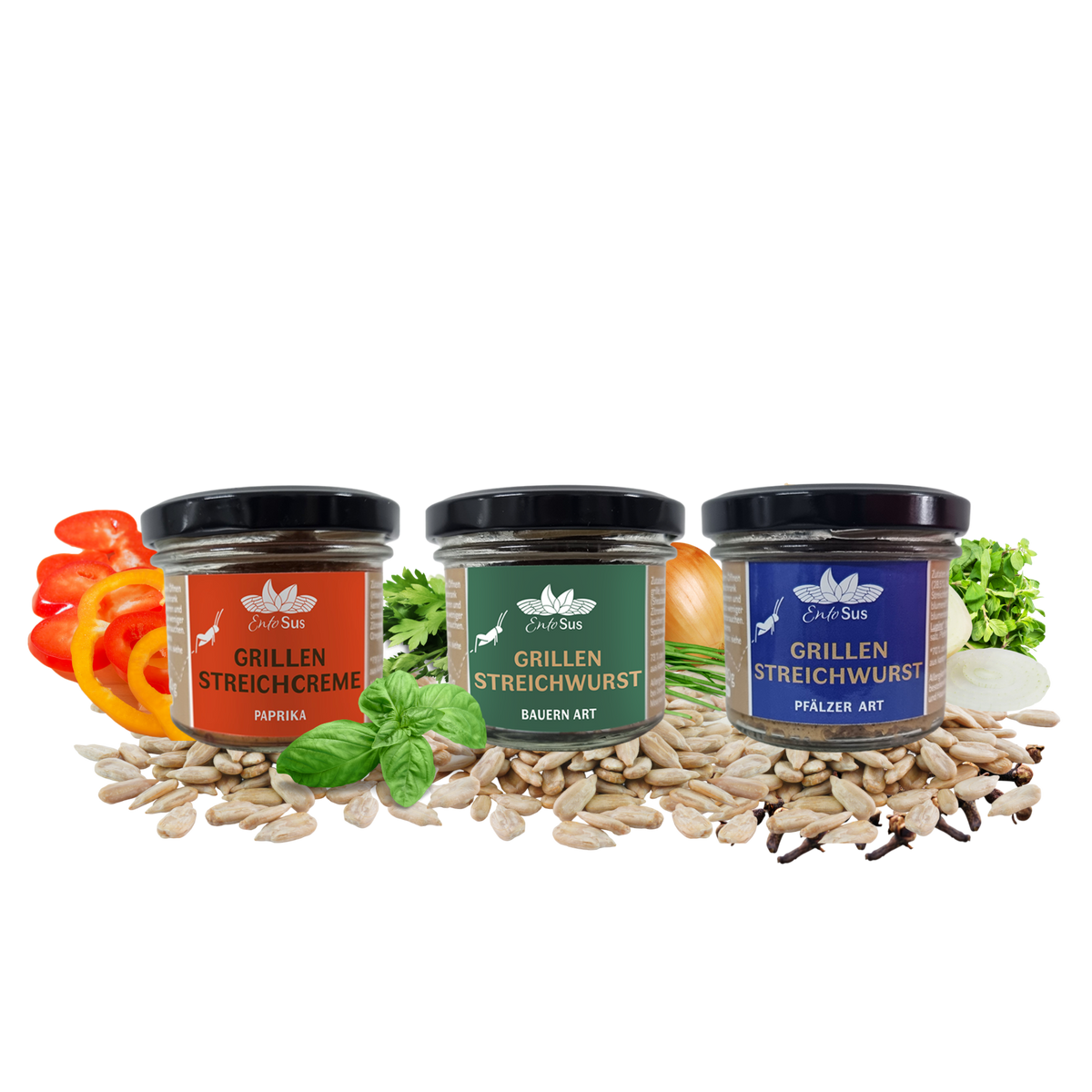 EntoSus Aufstrich Trio - Bauern & Pfälzer Art wie Leberwurst, Paprika ...